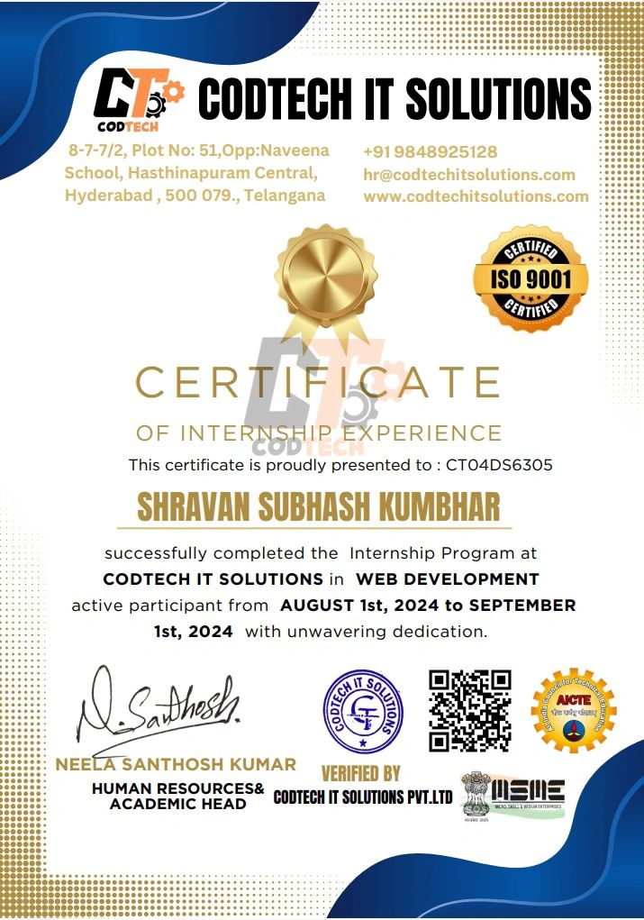 Shravan Kumbhar on LinkedIn: #internship #learning #growth Shravan Kumbhar on LinkedIn: #internship #learning #growth