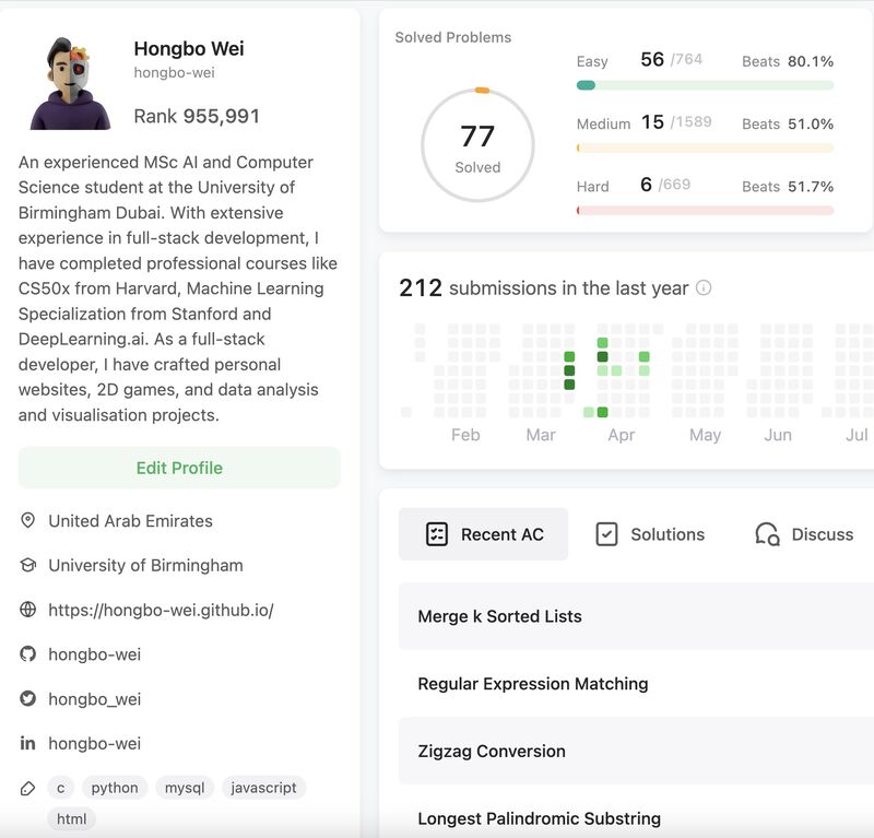 Hongbo Wei on LinkedIn: #leetcode #codingjourney #milestoneachievement ... Hongbo Wei on LinkedIn: #leetcode #codingjourney #milestoneachievement ...