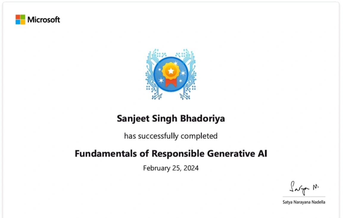 Sanjeet Singh Bhadoriya on LinkedIn: Today I earned my Sanjeet Singh Bhadoriya on LinkedIn: Today I earned my