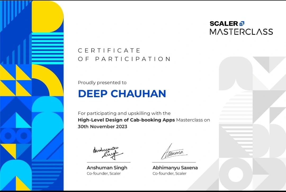 Participated in Scaler masterclass on app design | Deep Chauhan posted ... Participated in Scaler masterclass on app design | Deep Chauhan posted ...