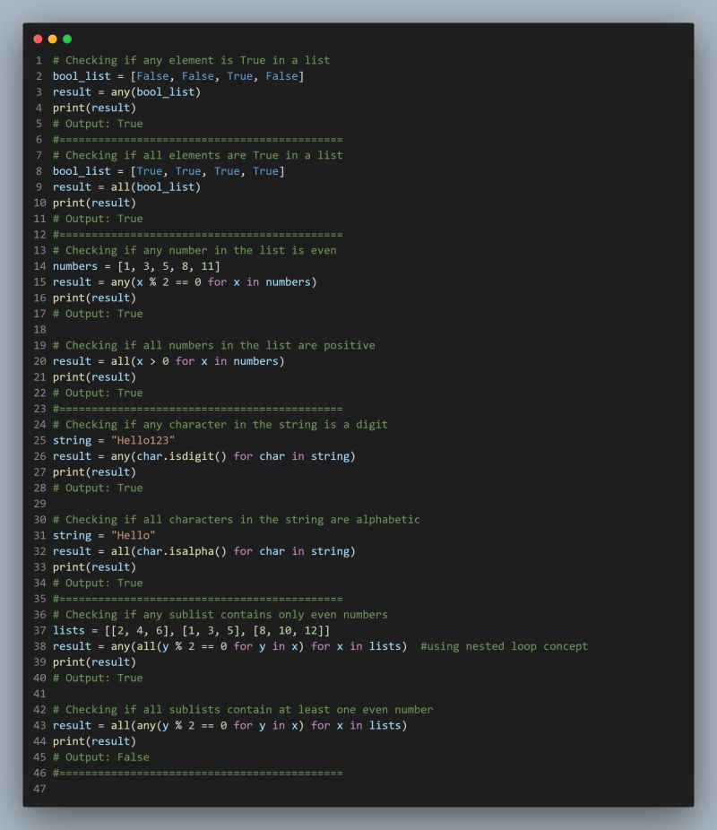 Learned Python syntax with any() and all() | MUHAMMAD TAYYAB posted on ... Learned Python syntax with any() and all() | MUHAMMAD TAYYAB posted on ...