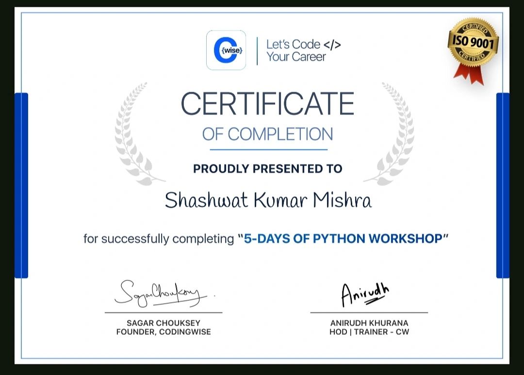 #python #pythonready | Shashwat Mishra #python #pythonready | Shashwat Mishra
