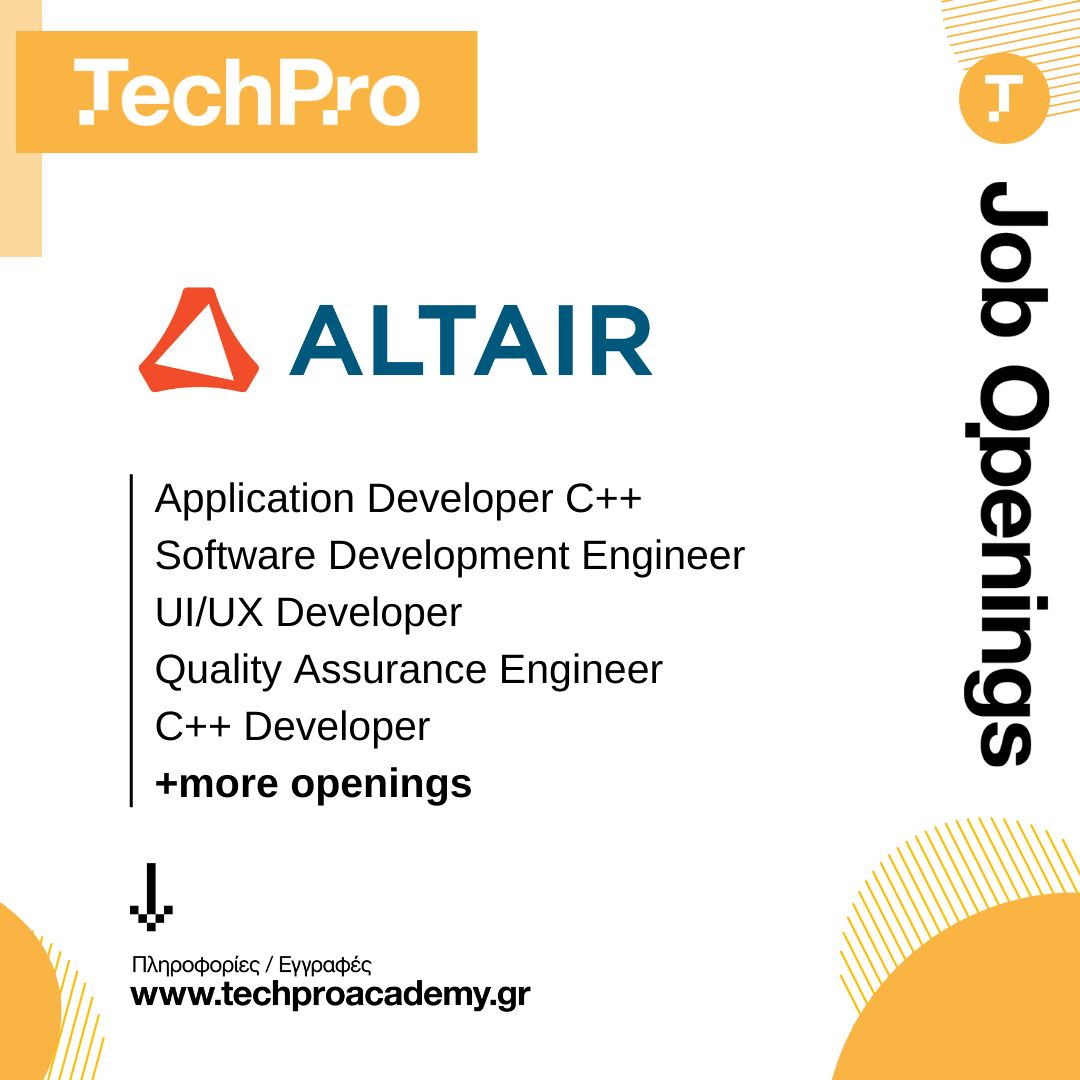 TechPro Academy on LinkedIn: #altair #techpro #thessaloniki #reskilling ... TechPro Academy on LinkedIn: #altair #techpro #thessaloniki #reskilling ...