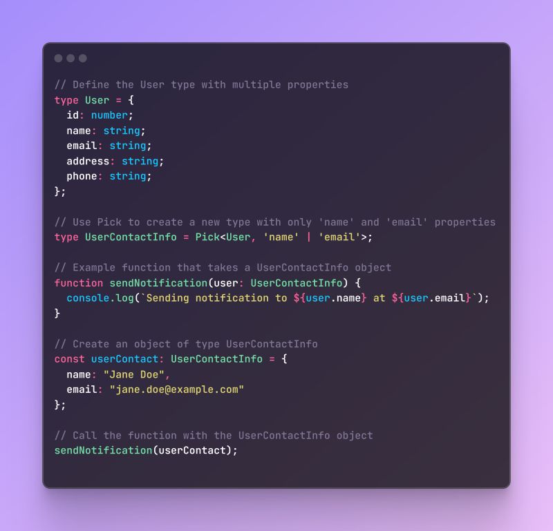 Pick: a utility type for TypeScript | Ali Jawwad posted on the topic ... Pick: a utility type for TypeScript | Ali Jawwad posted on the topic ...