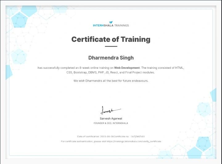 Dharmendra Singh on LinkedIn: #webdevelopment #intershala Dharmendra Singh on LinkedIn: #webdevelopment #intershala