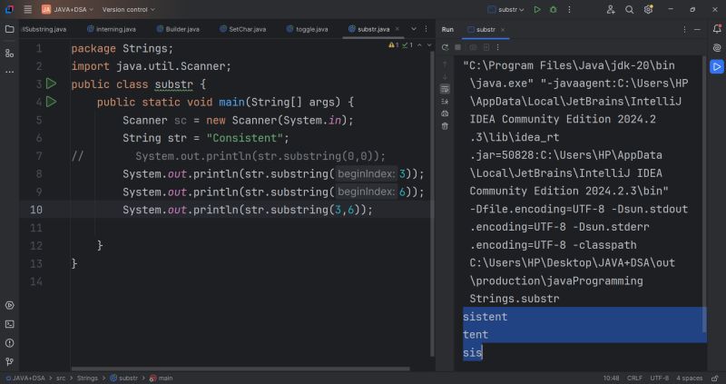 #100daysofcode #javaprogramming #day60 #stringmanipulation #substring ... #100daysofcode #javaprogramming #day60 #stringmanipulation #substring ...