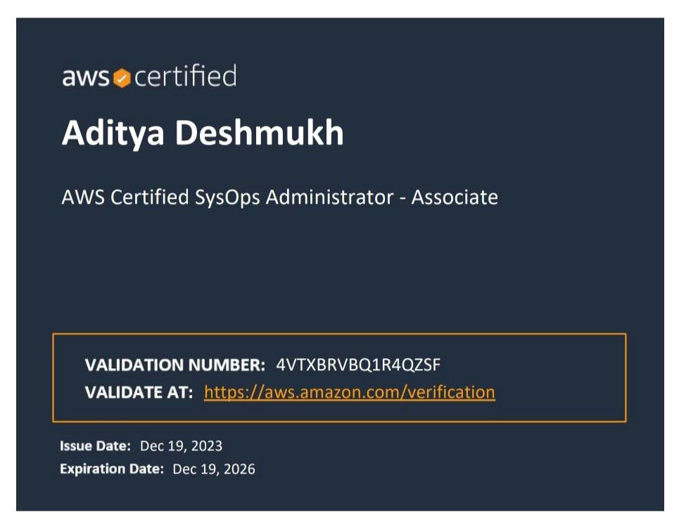 Aditya Deshmukh on LinkedIn: #aws #certification #flentas Aditya Deshmukh on LinkedIn: #aws #certification #flentas