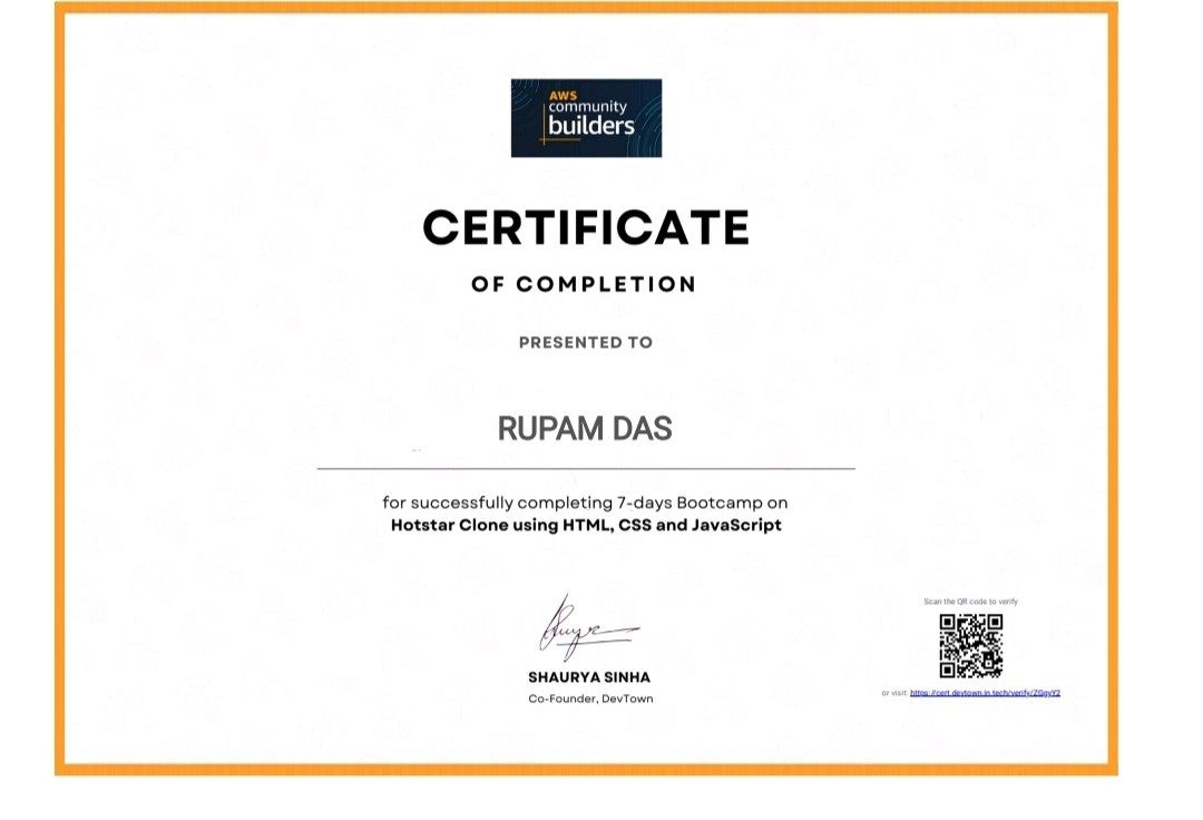#html #css #webdevelopment #bootcampgraduate #aws #devtown | Rupam Das #html #css #webdevelopment #bootcampgraduate #aws #devtown | Rupam Das