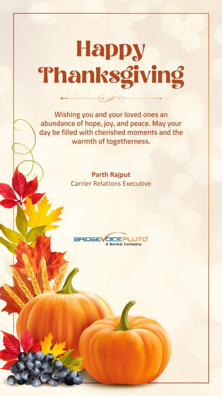 Parth Rajput on LinkedIn: #happythanksgiving #bridgevoicepluto Parth Rajput on LinkedIn: #happythanksgiving #bridgevoicepluto