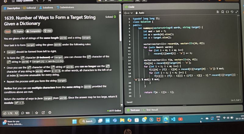 solve the leetcode code problem no.-1639(Number of ways to form a ... solve the leetcode code problem no.-1639(Number of ways to form a ...