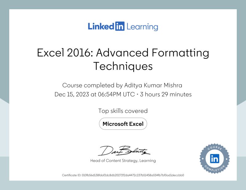 Aditya Kumar Mishra on LinkedIn: Certificate of Completion Aditya Kumar Mishra on LinkedIn: Certificate of Completion
