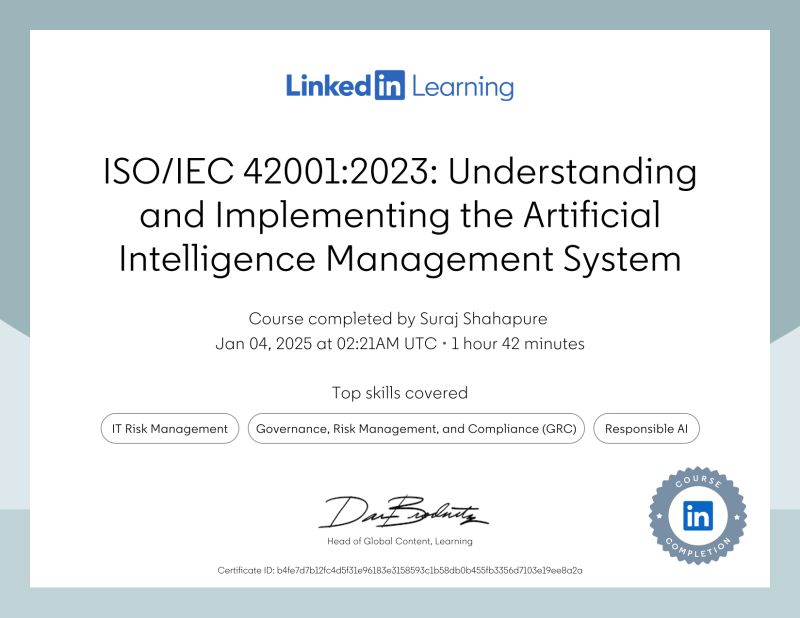 Suraj Shahapure on LinkedIn: Certificate of Completion Suraj Shahapure on LinkedIn: Certificate of Completion