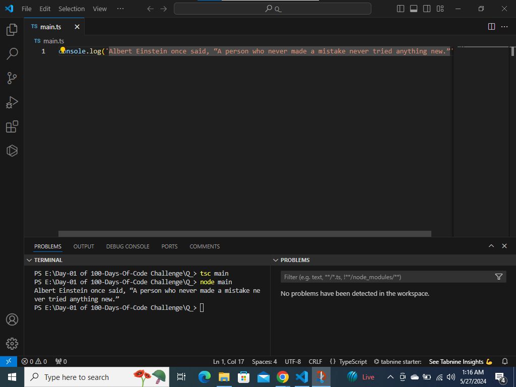 100 Days of TypeScript Challenge: Static Typing with Q_4 famous quote ... 100 Days of TypeScript Challenge: Static Typing with Q_4 famous quote ...