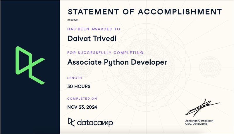 Daivat Trivedi on LinkedIn: #python #datacamp #careergrowth #learning # ... Daivat Trivedi on LinkedIn: #python #datacamp #careergrowth #learning # ...