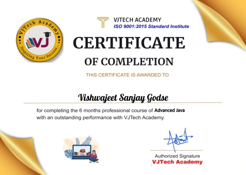 Vishwajeet Godse on LinkedIn: Advance Java Certificate Vishwajeet Godse on LinkedIn: Advance Java Certificate