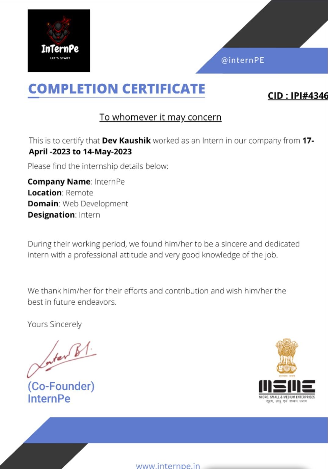 Dev Kaushik on LinkedIn: #connections #internpe #internshipcomplete # ... Dev Kaushik on LinkedIn: #connections #internpe #internshipcomplete # ...