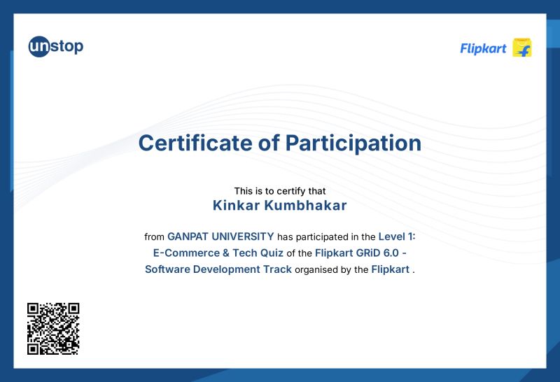 KINKAR KUMBHAKAR on LinkedIn: #unstop #flipkartgrid #hackathon KINKAR KUMBHAKAR on LinkedIn: #unstop #flipkartgrid #hackathon