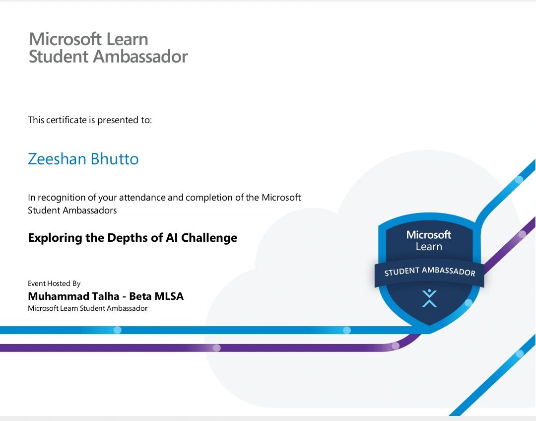 Completed AI course by SMIU | Zeeshan Bhutto posted on the topic | LinkedIn Completed AI course by SMIU | Zeeshan Bhutto posted on the topic | LinkedIn