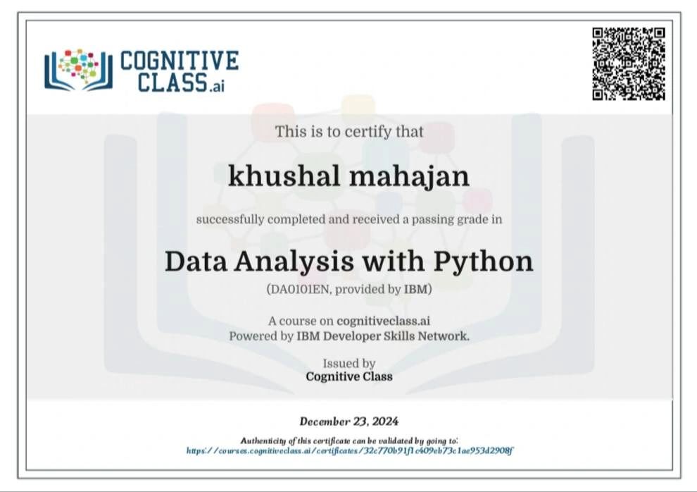 Khushal Mahajan on LinkedIn: #dataanalysis #python #ibm Khushal Mahajan on LinkedIn: #dataanalysis #python #ibm