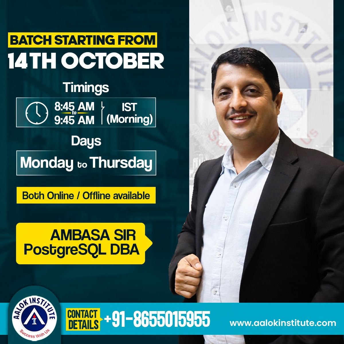 AALOK INSTITUTE on LinkedIn: Upcoming PostgreSQL DBA Weekdays batch ... AALOK INSTITUTE on LinkedIn: Upcoming PostgreSQL DBA Weekdays batch ...