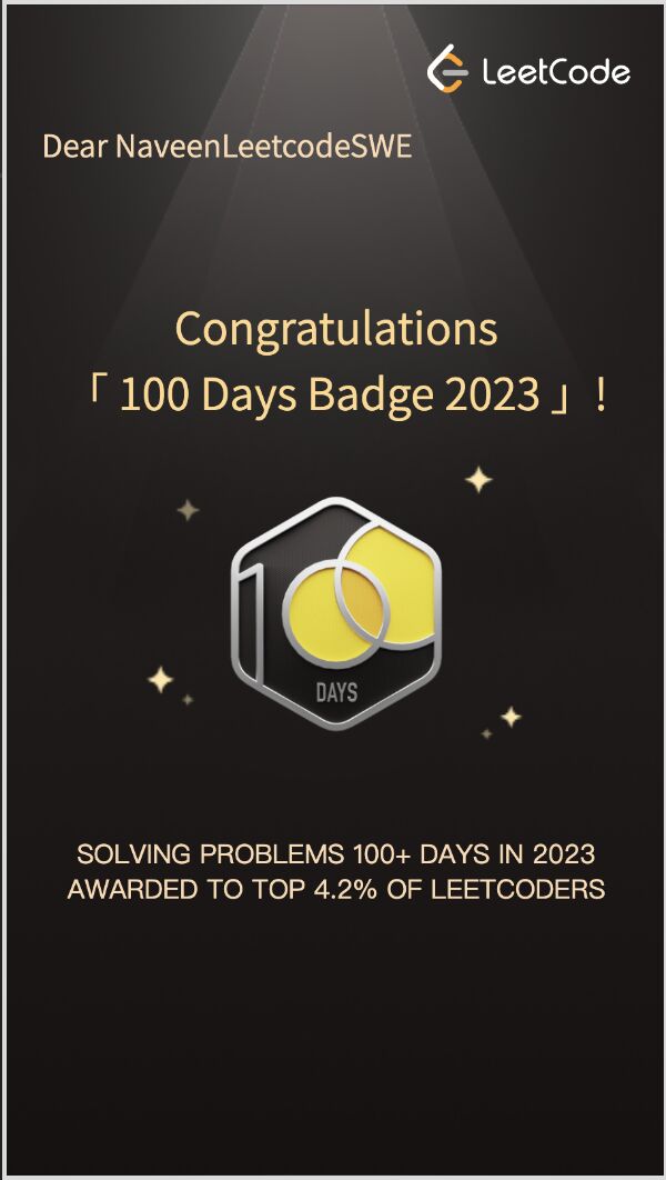 Earned a badge for DSA with Leetcode | Naveen chandrawanshi posted on ... Earned a badge for DSA with Leetcode | Naveen chandrawanshi posted on ...