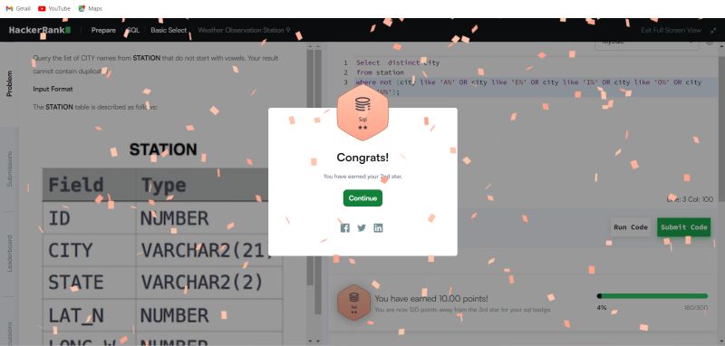 Sakshi Pawar on LinkedIn: #sql #hackerrank #coding #happylearning Sakshi Pawar on LinkedIn: #sql #hackerrank #coding #happylearning