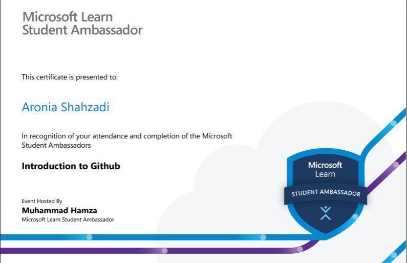 Grateful for earning GitHub certificate | Aronia Shahzadi posted on the ... Grateful for earning GitHub certificate | Aronia Shahzadi posted on the ...