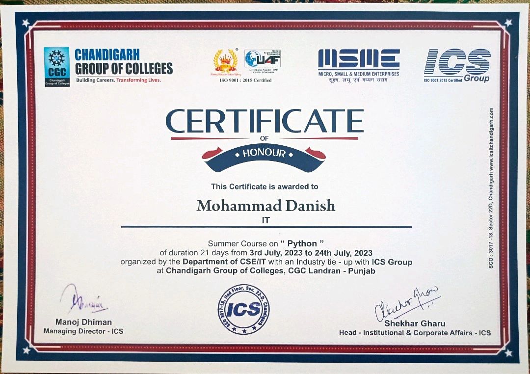 Mohammad Danish on LinkedIn: #python #codingjourney #icsgroup #cgclandran Mohammad Danish on LinkedIn: #python #codingjourney #icsgroup #cgclandran