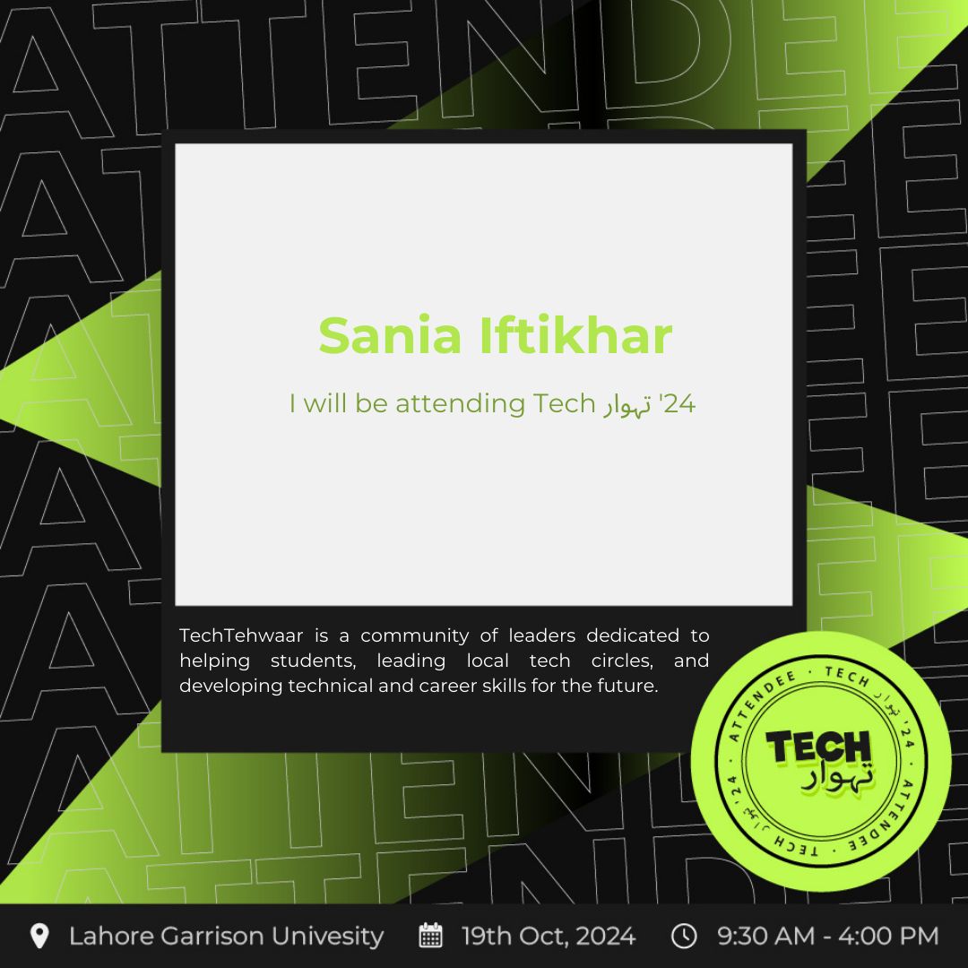 Sania Iftikhar on LinkedIn: #techtehwaar #lahoregarissonuniversity # ... Sania Iftikhar on LinkedIn: #techtehwaar #lahoregarissonuniversity # ...