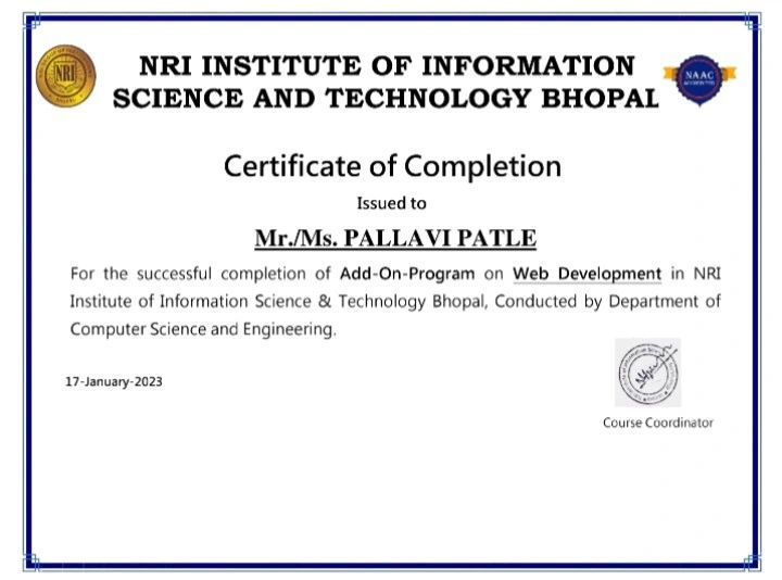 Pallavi Patle on LinkedIn: #certificate #learning #add Pallavi Patle on LinkedIn: #certificate #learning #add