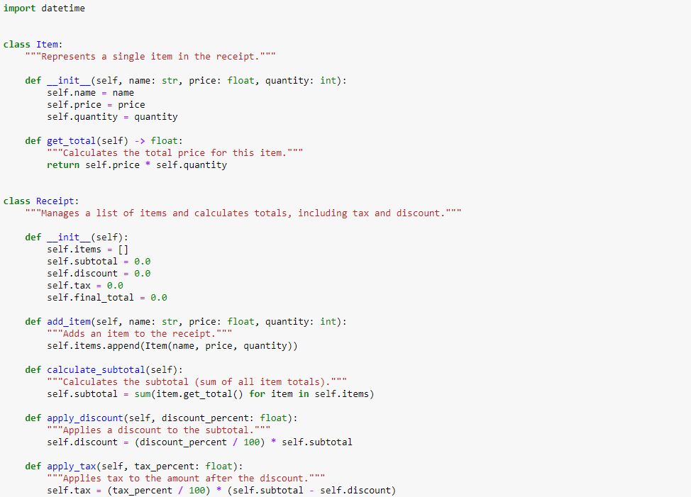 Abhishek BS on LinkedIn: #python #programming #oop #receiptgenerator # ... Abhishek BS on LinkedIn: #python #programming #oop #receiptgenerator # ...