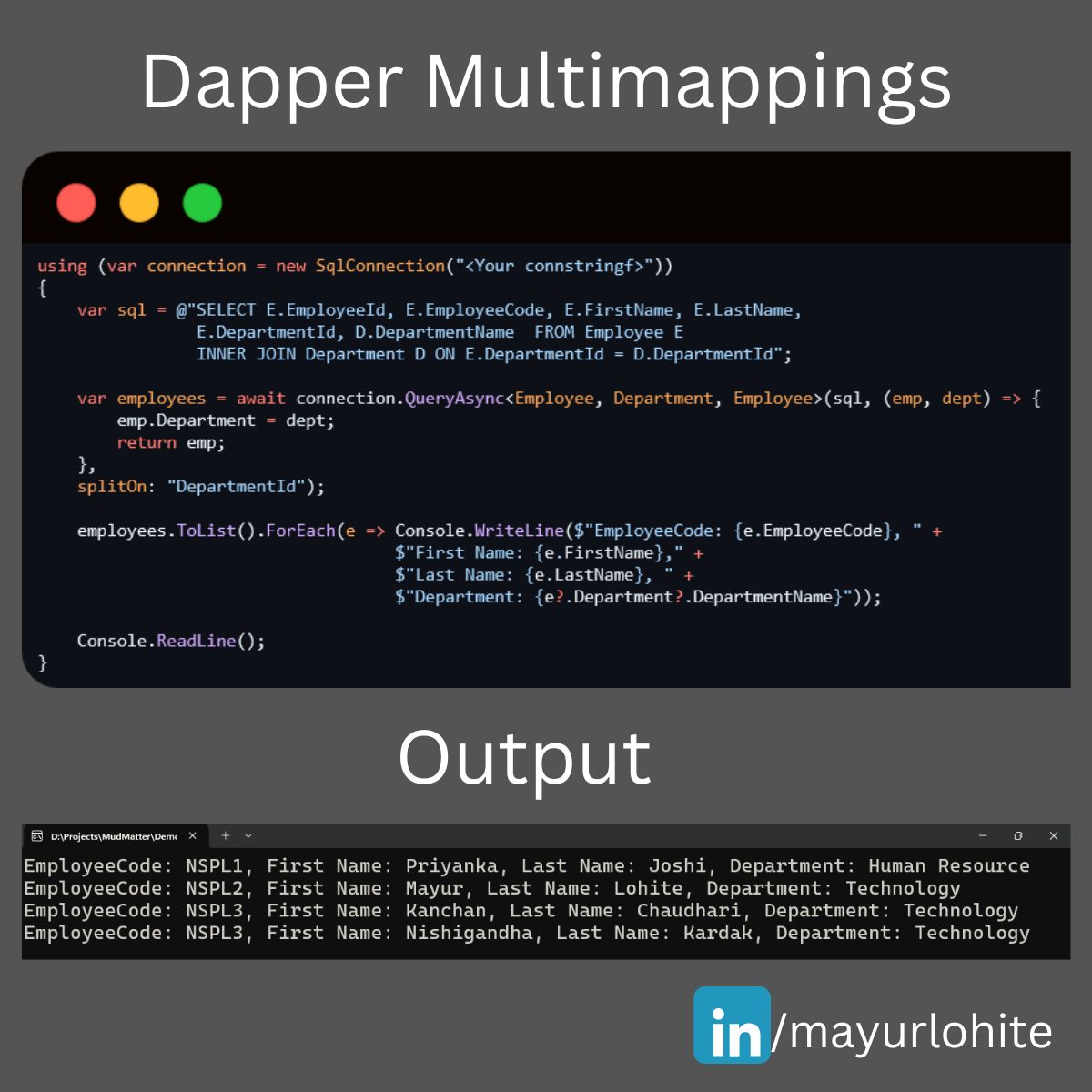 Mayur Lohite on LinkedIn: #csharp #aspnet #dotnetcore #dapper #netcore ... Mayur Lohite on LinkedIn: #csharp #aspnet #dotnetcore #dapper #netcore ...
