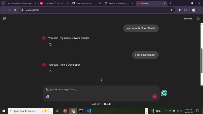#ramadancodingnightchallenge #ai #python #chainlit #chatbot… | Abdul ... #ramadancodingnightchallenge #ai #python #chainlit #chatbot… | Abdul ...