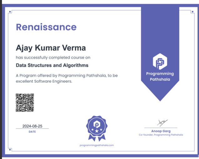 Ajay Kumar Verma on LinkedIn: #dsa #coding #programmingpathshala # ... Ajay Kumar Verma on LinkedIn: #dsa #coding #programmingpathshala # ...
