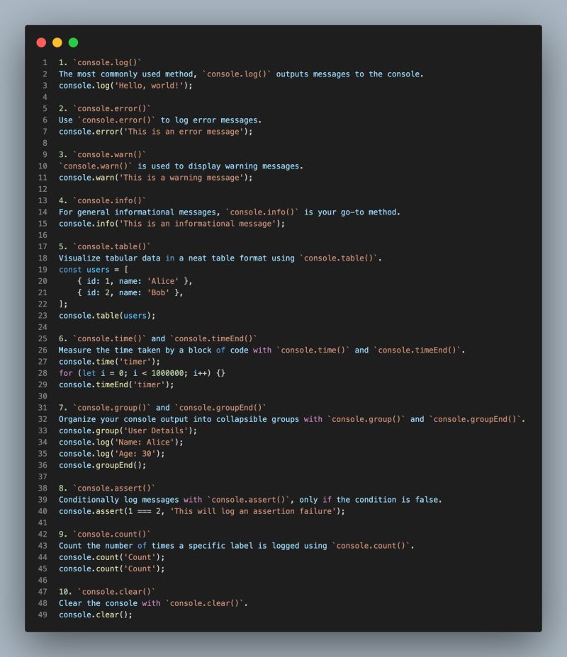 How to use the `console` object in JavaScript | Darío Gonzalez posted ... How to use the `console` object in JavaScript | Darío Gonzalez posted ...