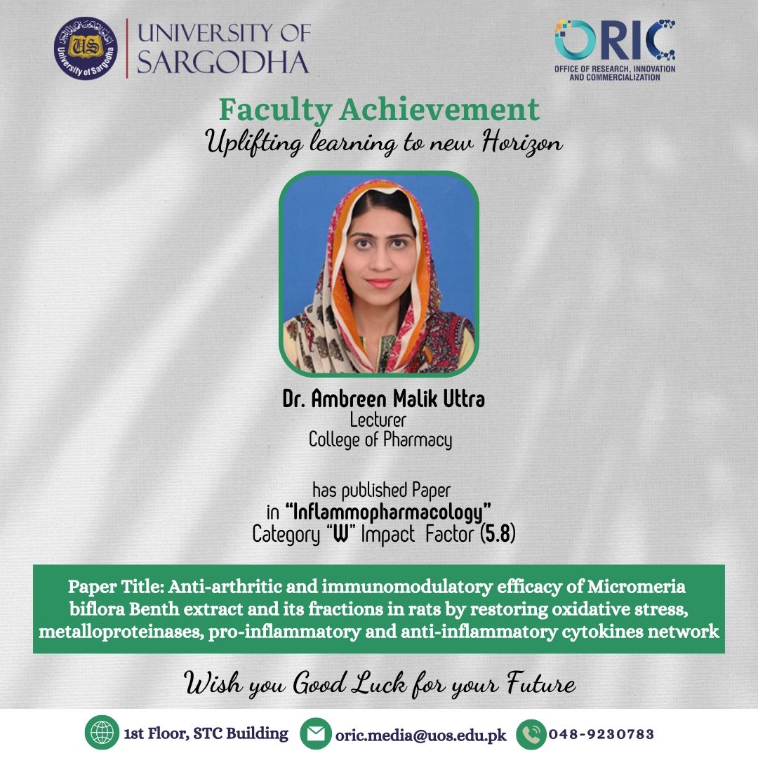 ORIC University of Sargodha on LinkedIn: #uosoric #uoscollegeofpharmacy ... ORIC University of Sargodha on LinkedIn: #uosoric #uoscollegeofpharmacy ...