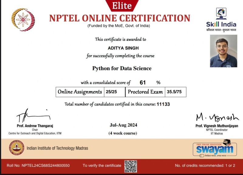 Aditya Singh on LinkedIn: #python #nptel #datascience Aditya Singh on LinkedIn: #python #nptel #datascience