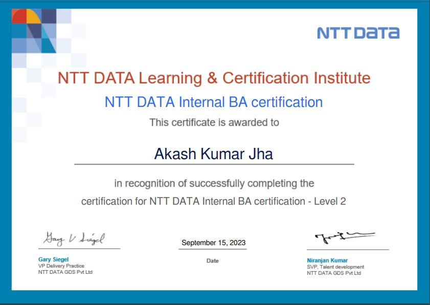 I’m happy to share that I’ve obtained a new certification: NTT DATA ... I’m happy to share that I’ve obtained a new certification: NTT DATA ...