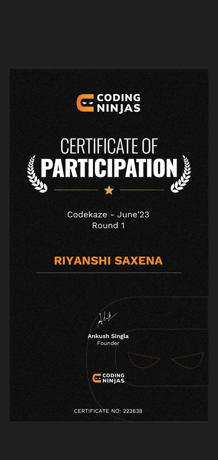 Riyanshi Saxena on LinkedIn: #coding #codekaze #codingninjas # ... Riyanshi Saxena on LinkedIn: #coding #codekaze #codingninjas # ...