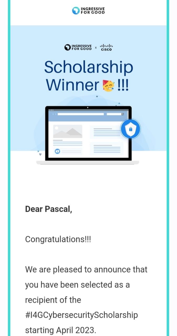 Pascal Ogada on LinkedIn: #i4gcybersecurityscholarship #cybersecurity Pascal Ogada on LinkedIn: #i4gcybersecurityscholarship #cybersecurity