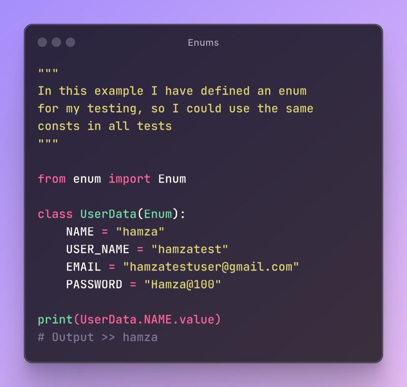 Hamza Mughal on LinkedIn: #python #enums #cleancode # ... Hamza Mughal on LinkedIn: #python #enums #cleancode # ...