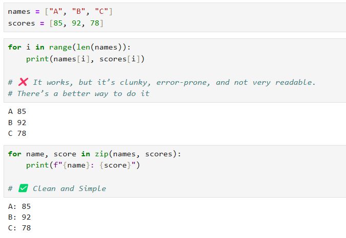 Python Tip: Combine iterables the clean way with zip() | Tooba Shaukat Python Tip: Combine iterables the clean way with zip() | Tooba Shaukat