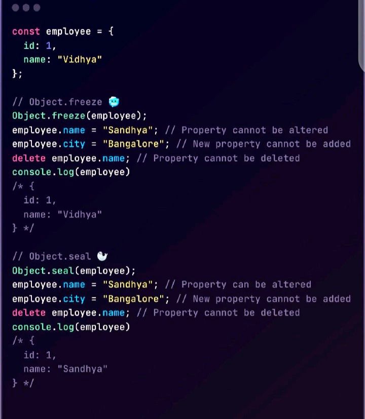 JavaScript: Object.freeze() vs. Object.seal() | Anis Dhaoui posted on ... JavaScript: Object.freeze() vs. Object.seal() | Anis Dhaoui posted on ...