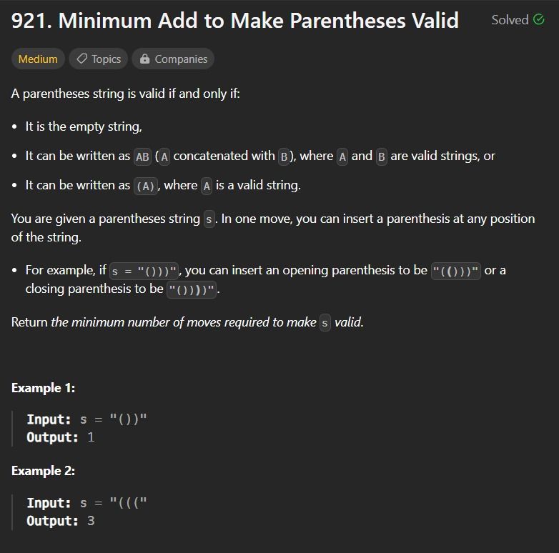 Radhe Ravi on LinkedIn: LeetCode 921:-Minimum Add to Make Parentheses ... Radhe Ravi on LinkedIn: LeetCode 921:-Minimum Add to Make Parentheses ...
