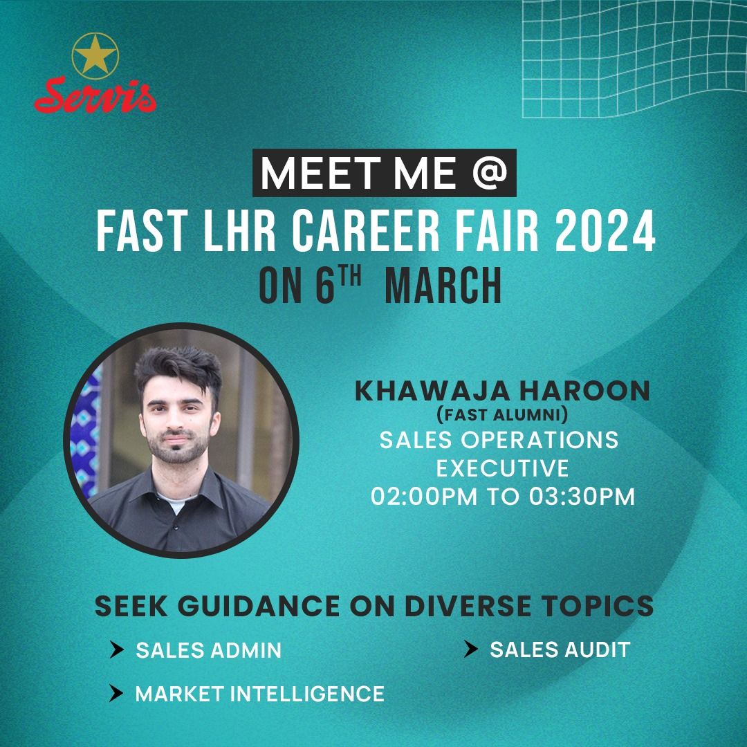 Khawaja Haroon on LinkedIn: #careerfair2024 #servis #fastnu # ... Khawaja Haroon on LinkedIn: #careerfair2024 #servis #fastnu # ...