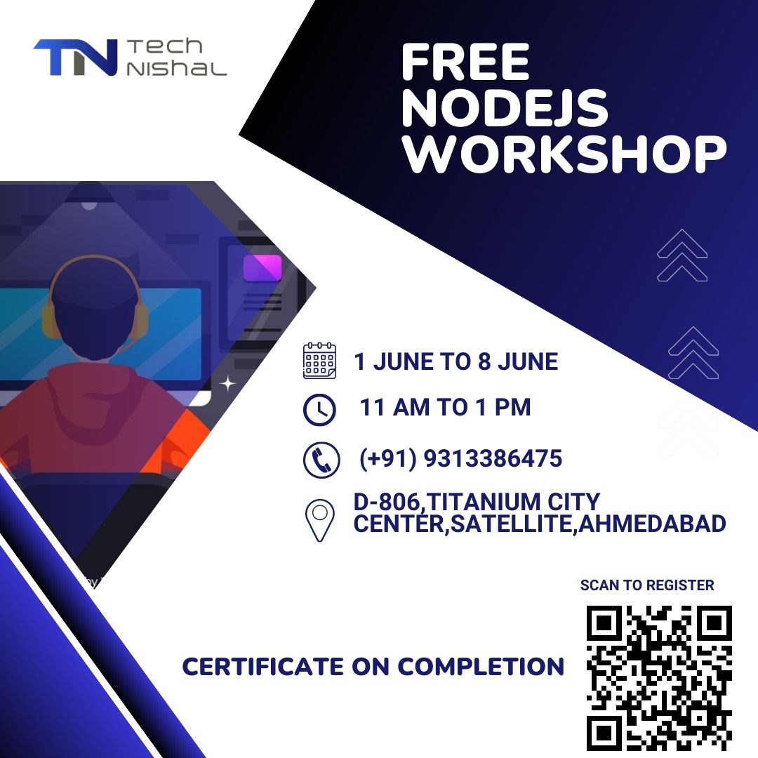 TECH NISHAL on LinkedIn: Join free 5 days NodeJS workshop at TechNishal ... TECH NISHAL on LinkedIn: Join free 5 days NodeJS workshop at TechNishal ...