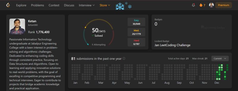 KETAN . on LinkedIn: #achievementunlocked #codingjourney #leetcode #dsa ... KETAN . on LinkedIn: #achievementunlocked #codingjourney #leetcode #dsa ...