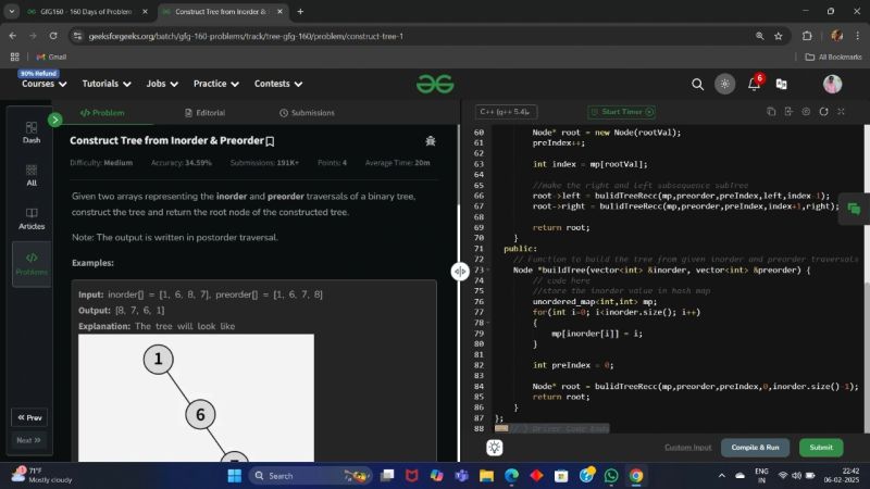 #gfg160 #codingchallenge #dsa #binarytree #treeconstruction #recursion ... #gfg160 #codingchallenge #dsa #binarytree #treeconstruction #recursion ...