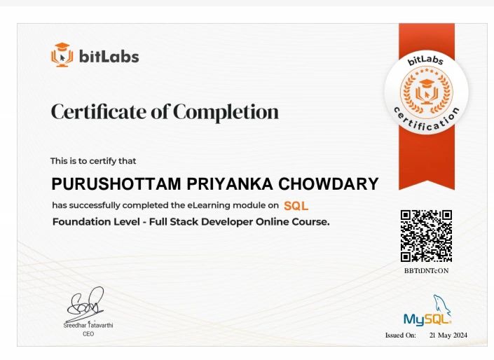 Priyanka Chowdary on LinkedIn: #bitlabs #sql Priyanka Chowdary on LinkedIn: #bitlabs #sql