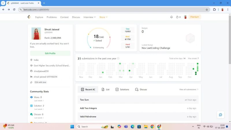 Shruti Jaiswal on LinkedIn: #beginnertocoder #leetcodejourney # ... Shruti Jaiswal on LinkedIn: #beginnertocoder #leetcodejourney # ...
